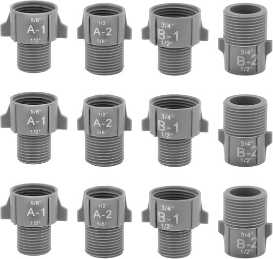12pc Water Pipe Interface Converter, Water Pipe Adapter Hose Stop Valve ...