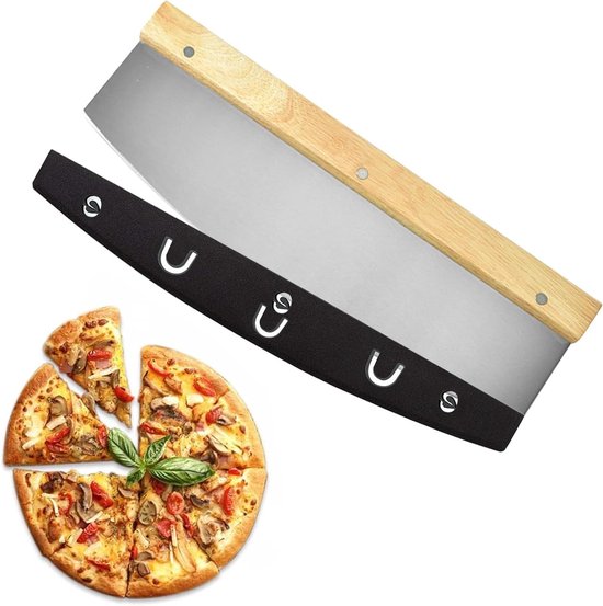 Stainless Steel 32cm Pizza Cutter with Wooden Handle and Protective ...