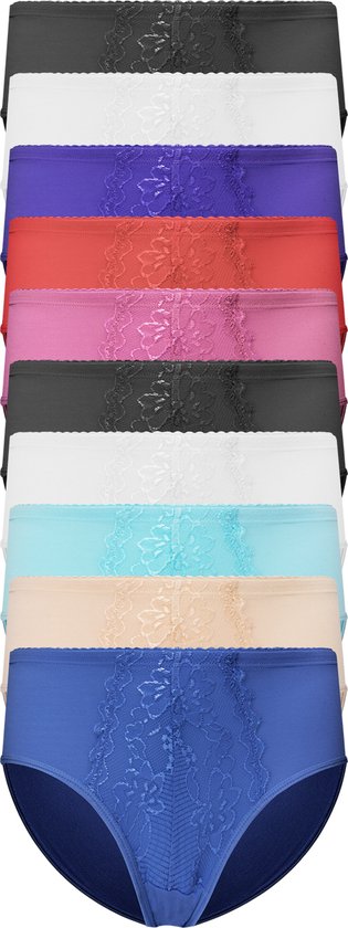 Lot de 10 Culottes en dentelle pour femme - Taille haute - Taille 3XL ...