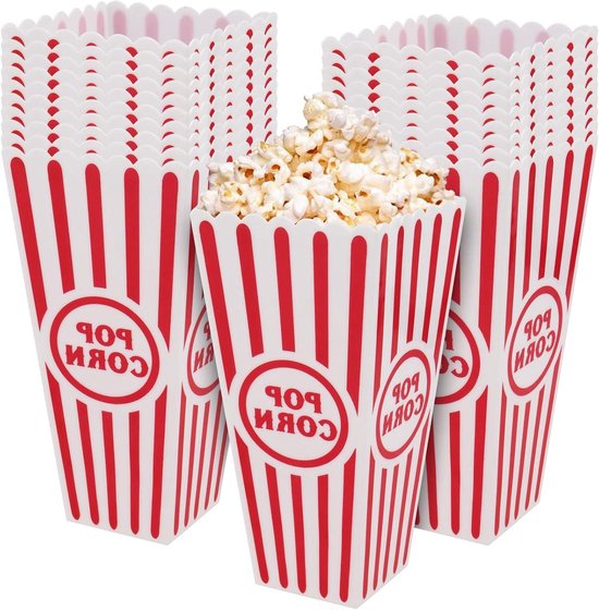 Inovra Plus - Plastic Popcorn Containers - Retro Rood en Wit - 20 stuks ...