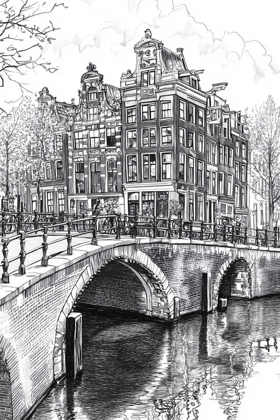 Amsterdam Brug Poster - Gebouwen Posters - Steden - Zwart Wit ...