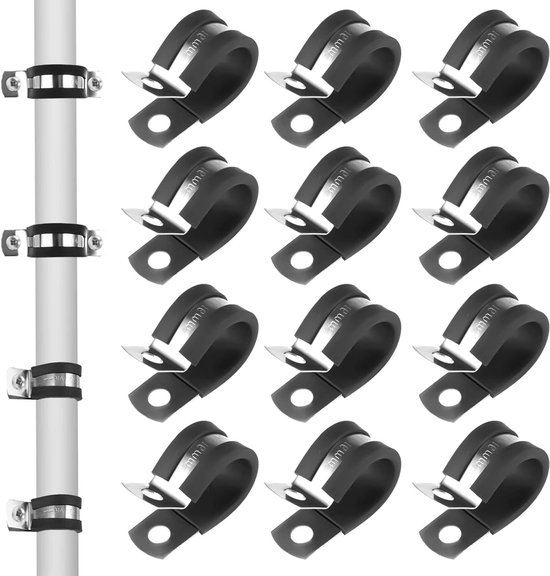 Allecto Plus - 12 stuks RVS Pijp Klemmen 30cm - RVS Pijpklem met Rubber ...