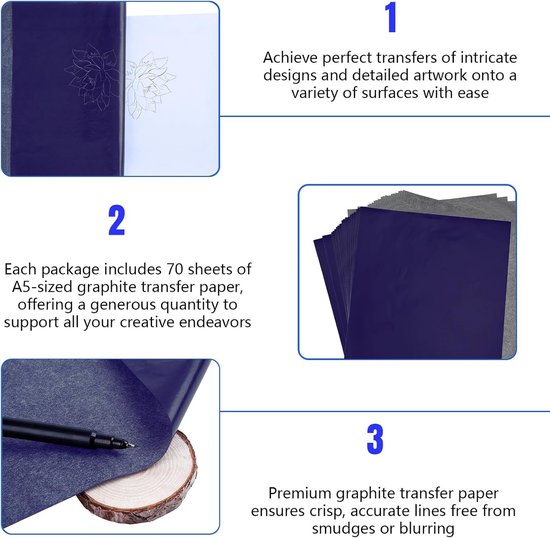 70 Sheets Carbon Transfer Paper, Double-Sided Graphite Copy Paper for ...