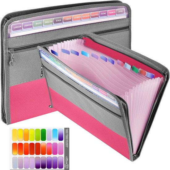 Uitbreidbare map A4, 13 vakken documentenmap, dossiermap, sorteermap ...