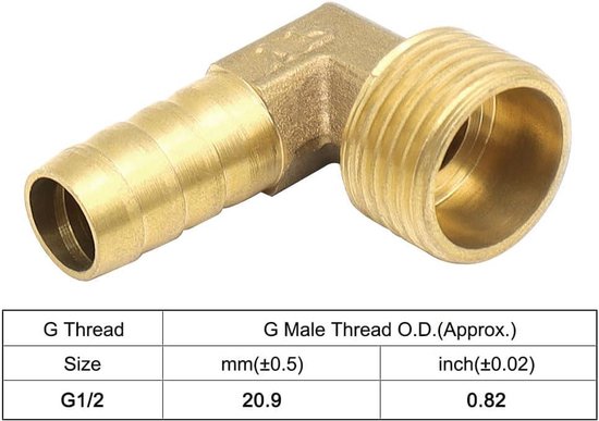2 stuks Slangkoppeling 90 Graden Hoek 1/2 Inch Messing Slangverbinder ...
