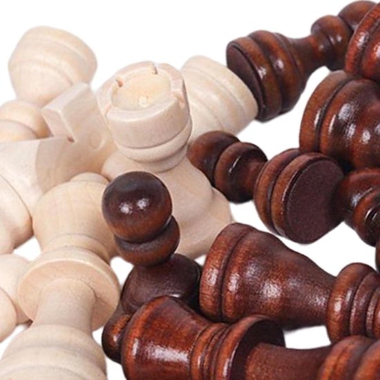 Houten schaakstukken set met vilten basissen en 32 stukken ...