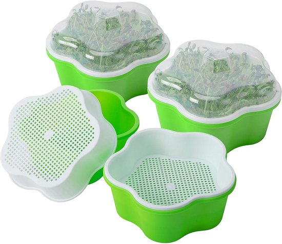 4 stuks zaadkiembakken met deksel 16 cm - BPA vrij - gezonde ...