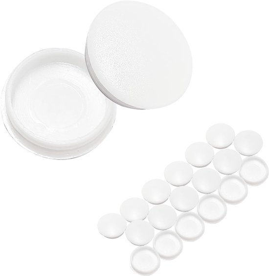 Plastic doppen - 30 mm - set van 15 - wit - kunststof | bol