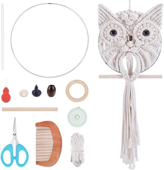 DIY Macramé Uil Set voor Beginners - Macramé Wanddecoratie Set - Boho ...