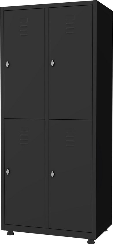 Lockerkast - 2 delig - 4 deurs - Hang- en legruimte - 180x80x50 cm ...