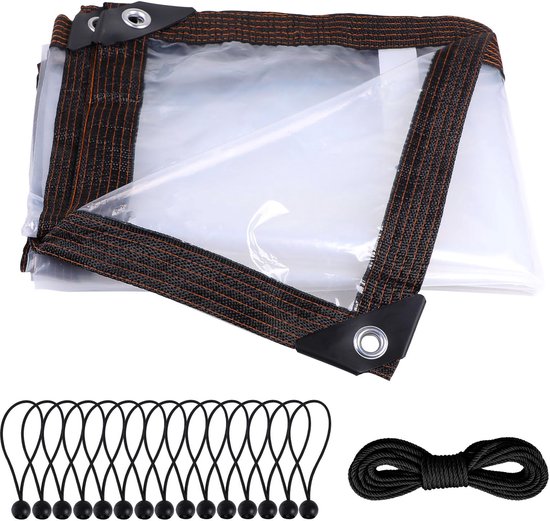 DBREAKS Transparant zeil met ringen 3x3m, Transparant zeil, Waterdicht ...