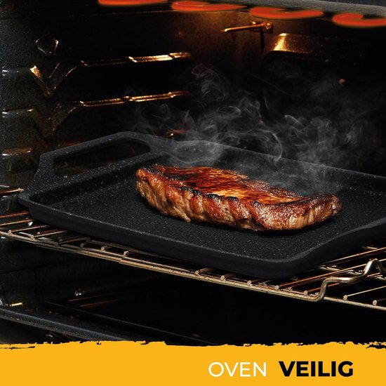 CLVP® Grillplaat Inductie - Bakplaat - Gietijzer - Zwart | bol