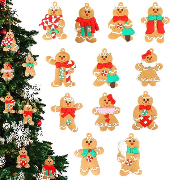 **Smoakez - Kerst Peperkoek Man Ornamenten Set - 12 Stuks - Kerstboom ...