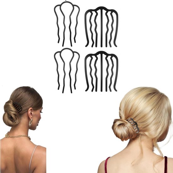 4 stuks - metalen haarkam - Haarclip - Haarclip - U-vormige zijkam ...