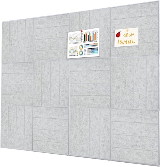 Allecto Premium - Vilten prikborden set 12 stuks voor thuis en kantoor - Grijs - 120 x... | bol