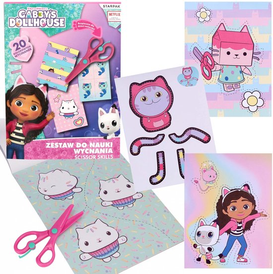 Gabby's Dollhouse Creatief SET OM TE LEREN KNIPPEN A4 + veilige SCHAAR, knipsels voor... | bol