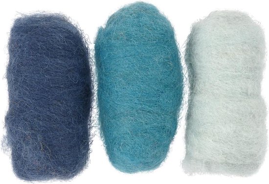 Gekaarde Wol, blauw harmonie, 3x10 gr/ 1 doos | bol