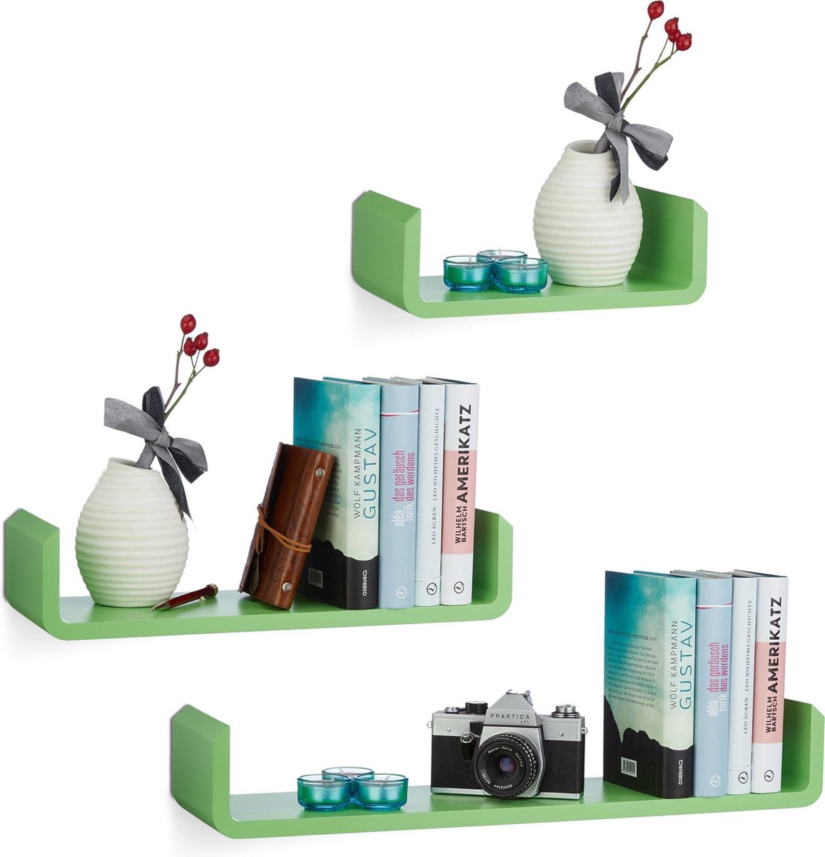 Relaxdays wandplank set van 3 - U-vorm - wandbox - MDF - zwevend ...