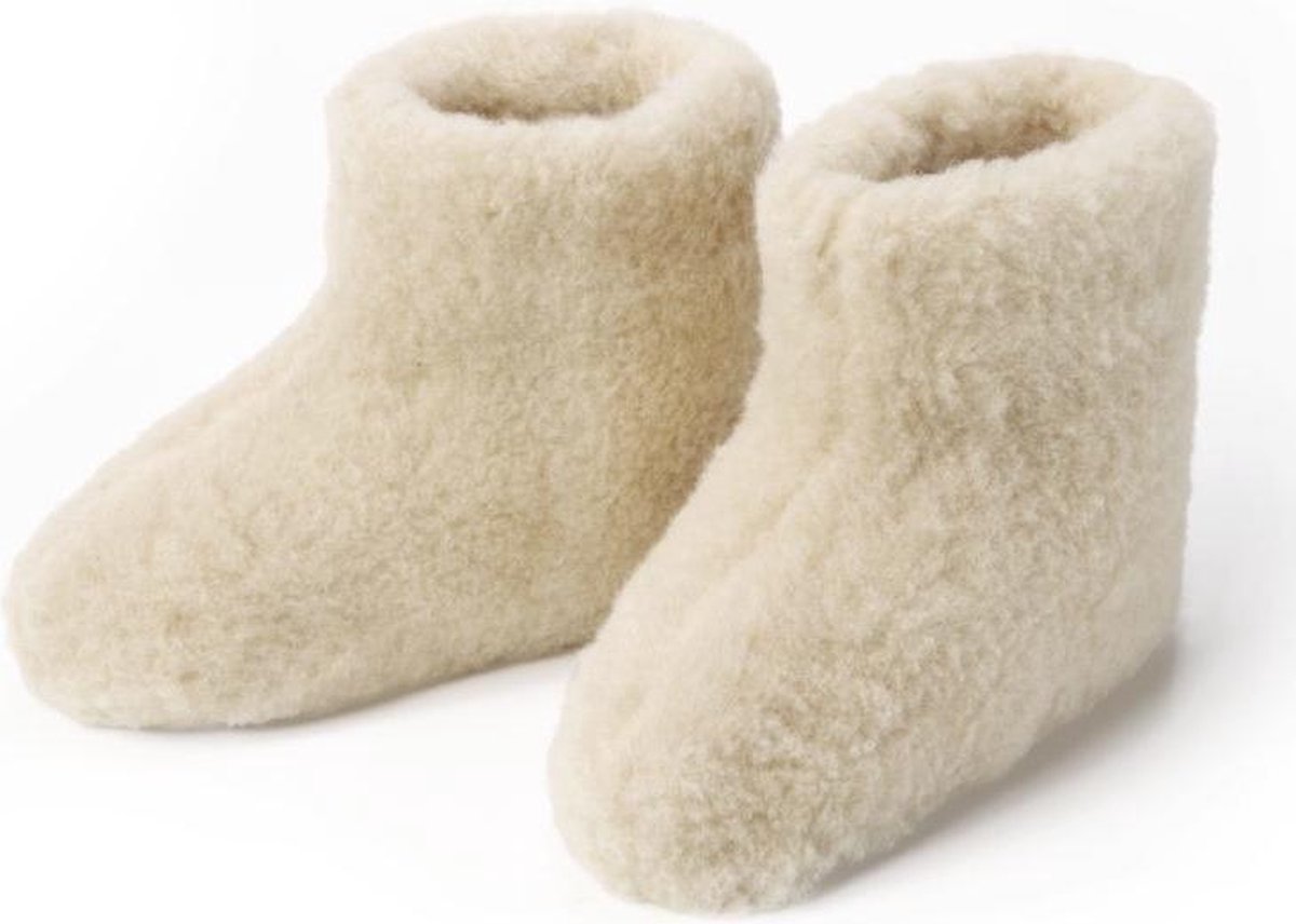 bol.com | wollen sloffen 100% wol pantoffels -wit hoog model- maat 43
