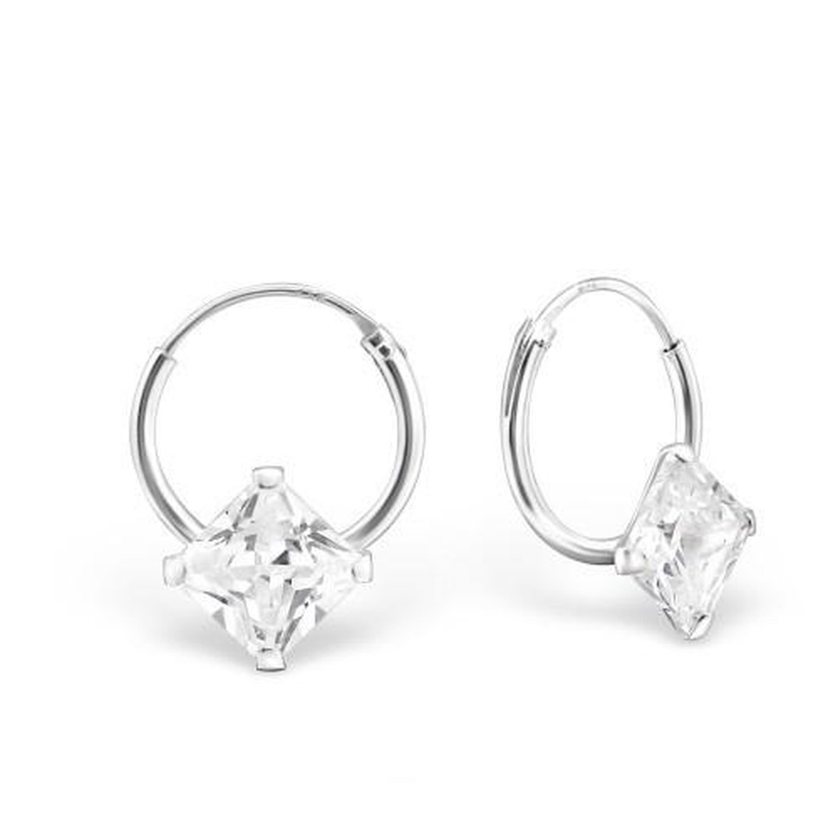 Aramat jewels ® - 925 sterling zilveren kinder oorringen met vierkante transparant... | bol.com