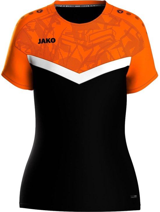 Jako Iconic T-Shirt Dames - Zwart / Fluo Oranje | Maat: 38 | bol