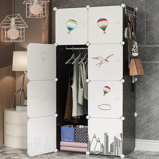 Kledingkast modulaire 8 kubussen met deur kledinghanger 5 planken ...