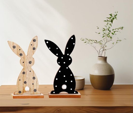 Set van 2 houten paashazen, 32 cm, grote paashazen, decoratie, moderne ...