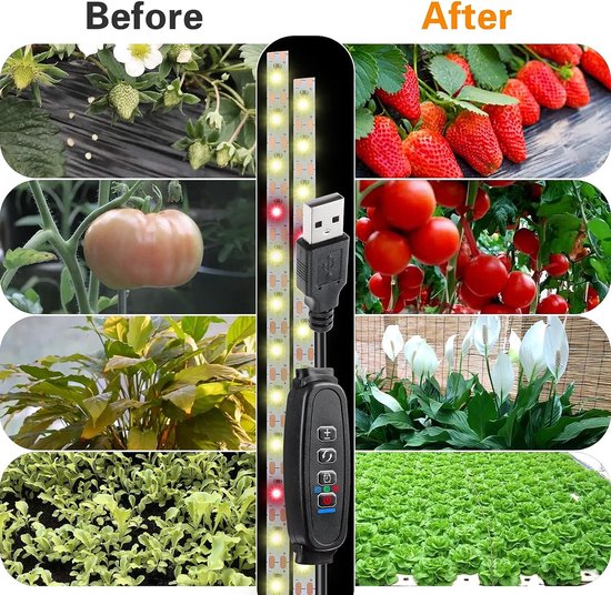 120 LED's Waterdichte Grow Lights Full Spectrum USB Plug-in Dimbare ...