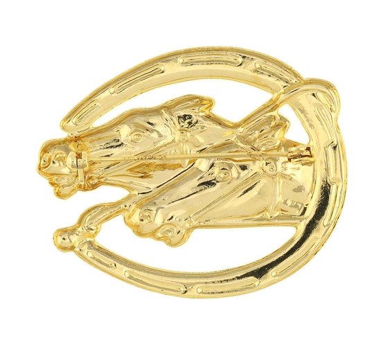 Behave® Broche paard paarden in hoefijzer goud kleur 4,5 cm | bol