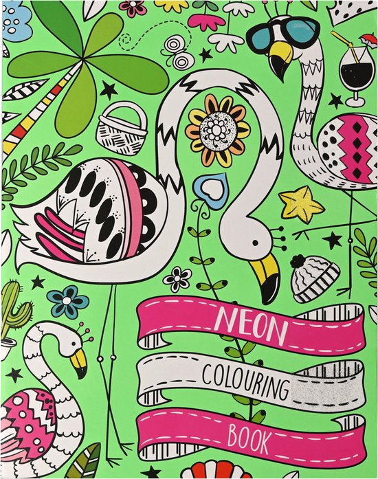 Neon Kleurboek Flamingos - Neon Colouring Book | bol