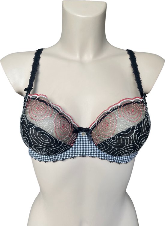 Freya Saskia- niet voorgevormde beugel bh - zwart wit - 70D | bol