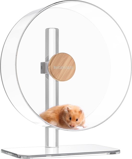 32 cm Acryl Hamsterwiel met Verstelbare Standaard voor Kleine Dieren - Stil en Stabiel | bol