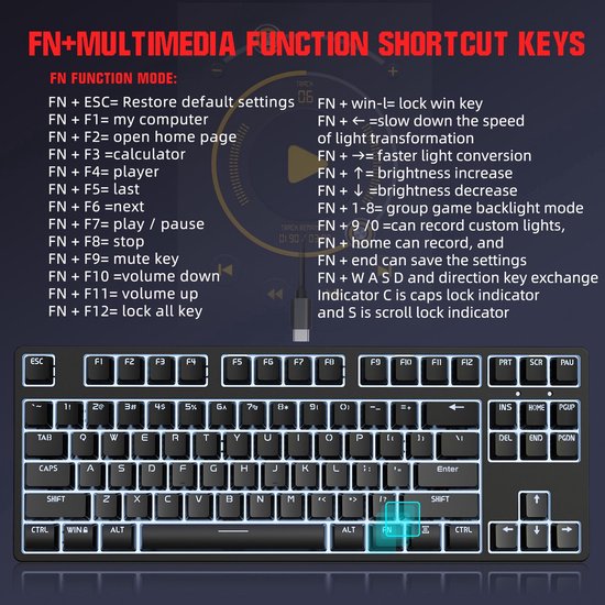 HXSJ L600 Mechanisch Toetsenbord Red Switches - Gaming Keyboard ...