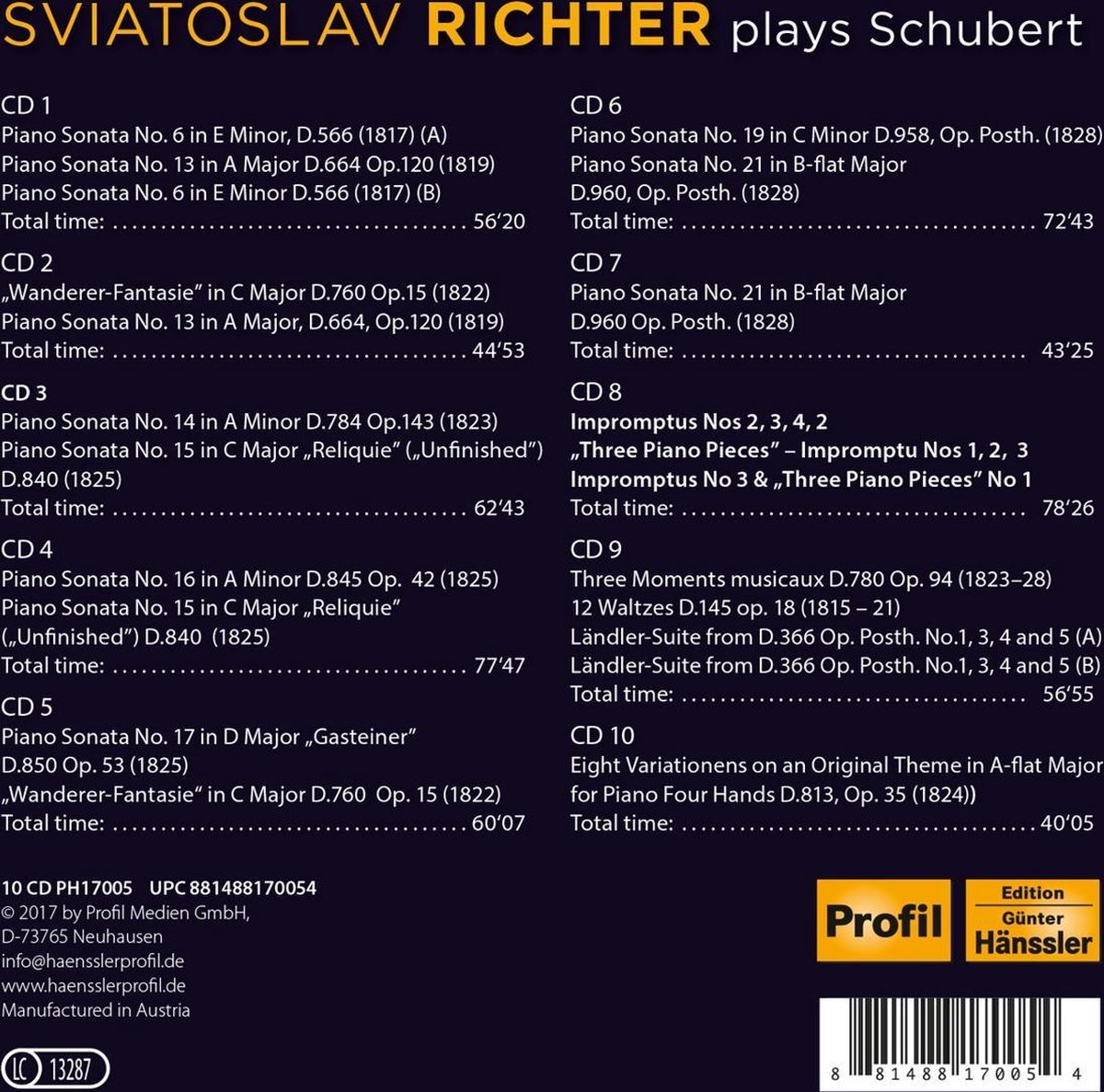 Sviatoslav Richter, Benjamin Britten, Nina Dorliac - Plays Schubert Live In Moscow (10... | bol.com