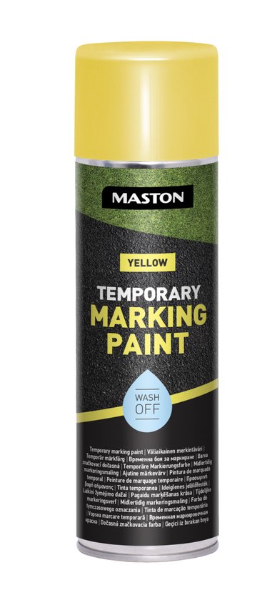 Maston Temporary Marking Paint - Mat - Geel - Tijdelijke Markeringsspray - 500 ml -... | bol
