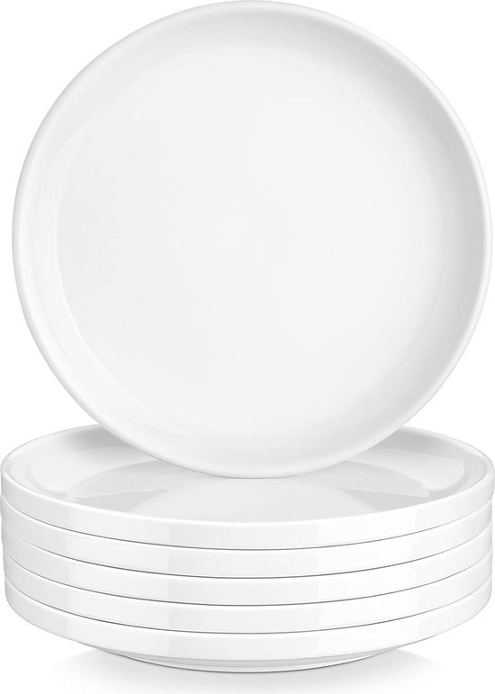 Witte borden schotelset voor dessert 8 inch borden set voor 6 ronde ...