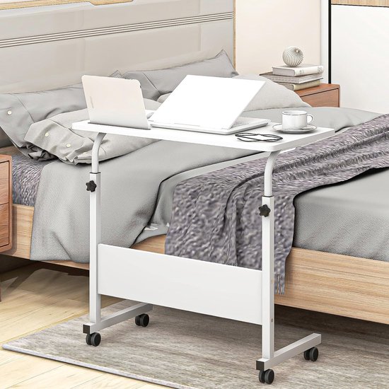 In hoogte verstelbare laptoptafel, computerbureau met tabletsleuf, 80 x 40 cm,... | bol