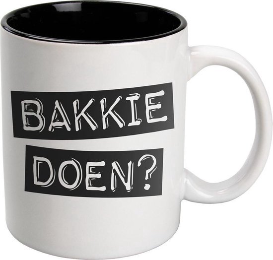 Mok - Koffie - Zwart - Wit - Bakkie doen? Drop | bol