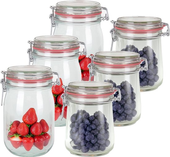 Weckpotten/inmaakpotten - set 6x stuks - 1000 ml/720 ml - glas - met ...