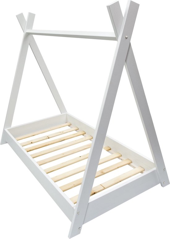 Tipi bed - met ECO matras - 80x160 cm - wit | bol.com