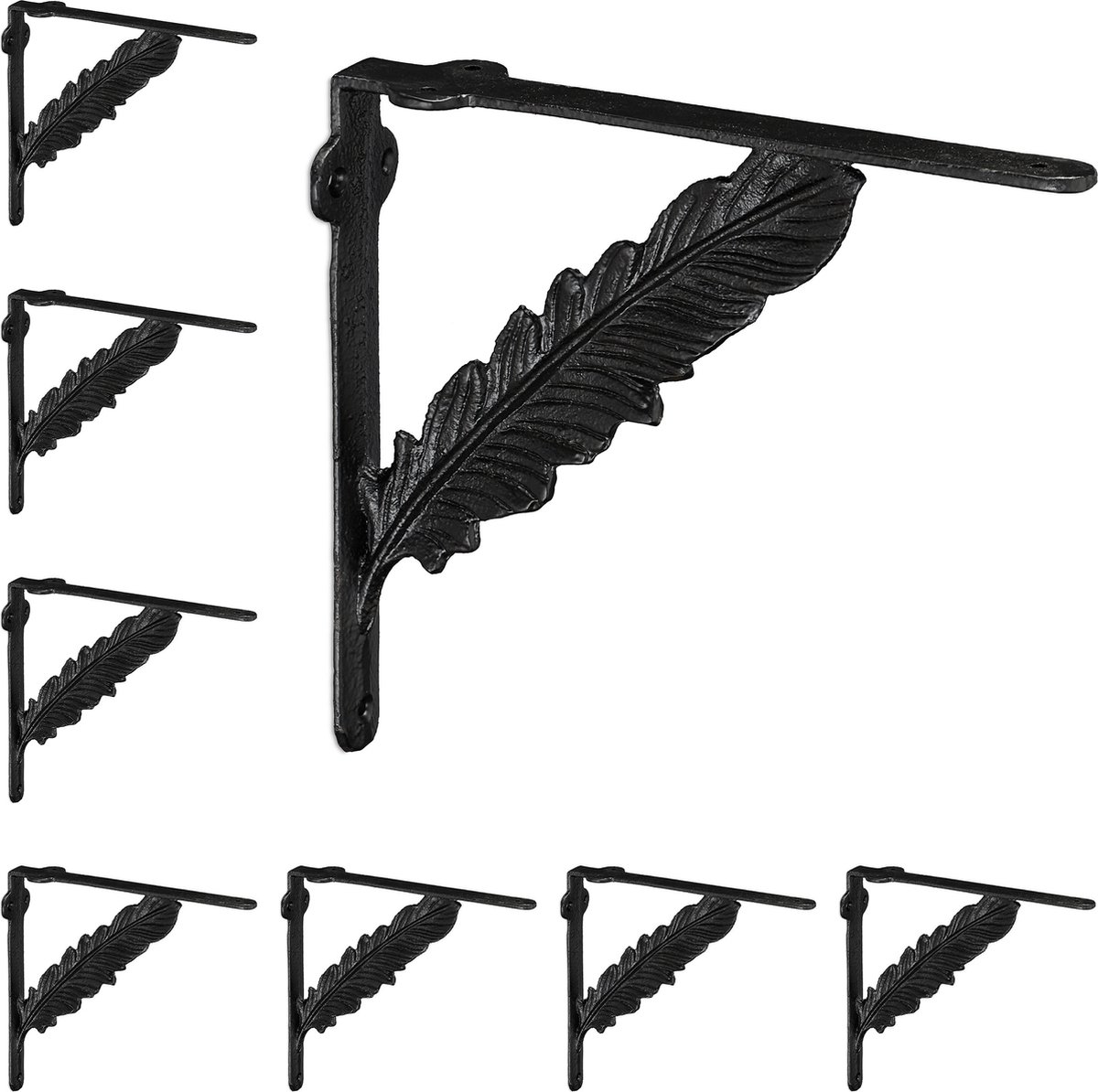 Relaxdays 8x plankdrager gietijzer - plankendragers - schapdragers ...