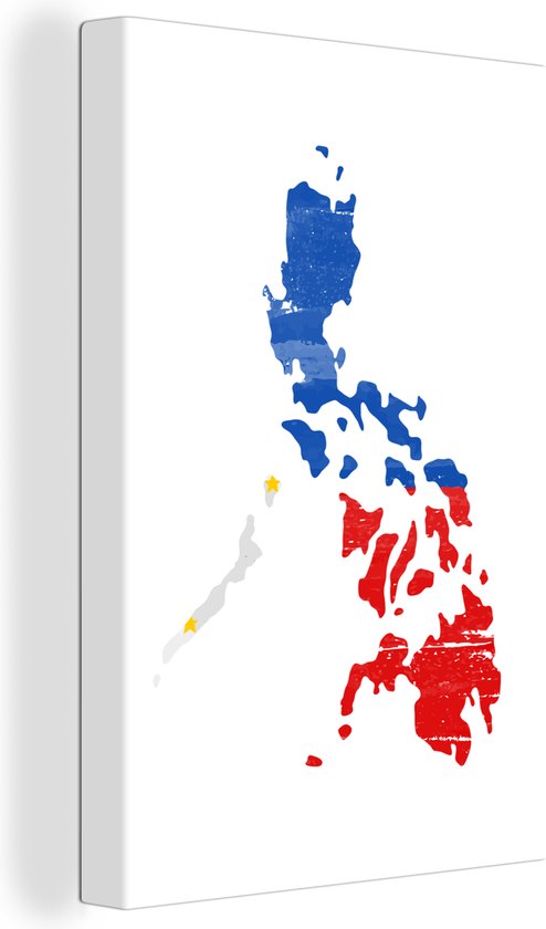 Tableau Tableau Carte des Philippines avec drapeau - 20x30 cm ...