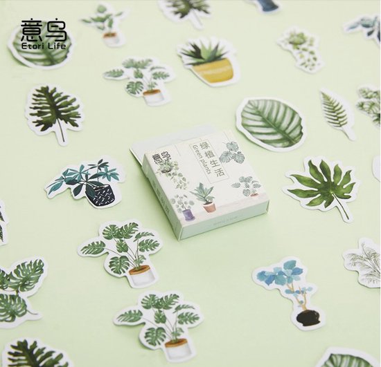 46 Stickers Groene Planten - Thema Groene Planten, Plant in Pot, Varens ...