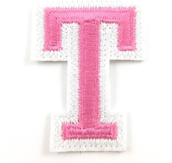 Alfabet Strijk Letter Embleem Patches Roze Wit Letter T / 3.5 cm / 4.5 ...