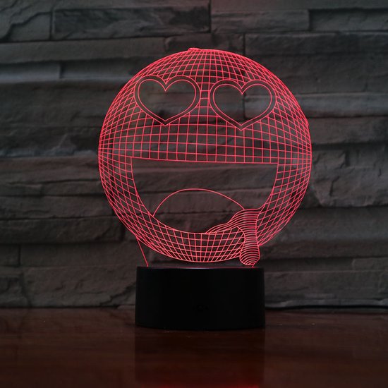 3D Led Lamp Met Gravering - RGB 7 Kleuren - Smiley Verliefd | bol
