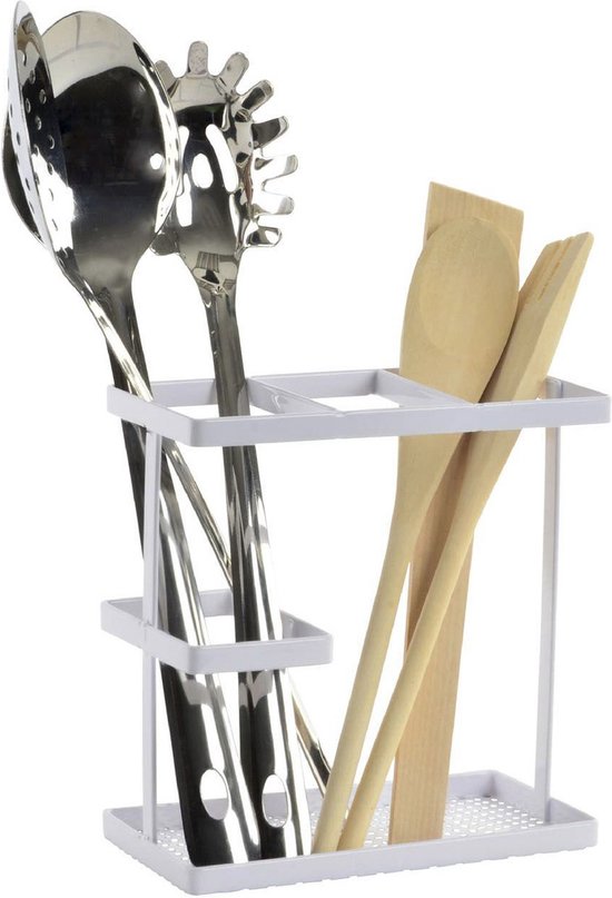 Keukengerei houder wit metaal 16,5 cm - Keuken organizer ...