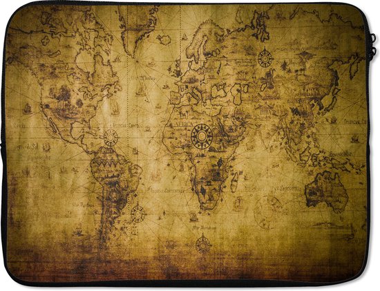 Laptophoes 15 inch 38x29 cm - Wereldkaarten 4:3 formaat - Macbook ...