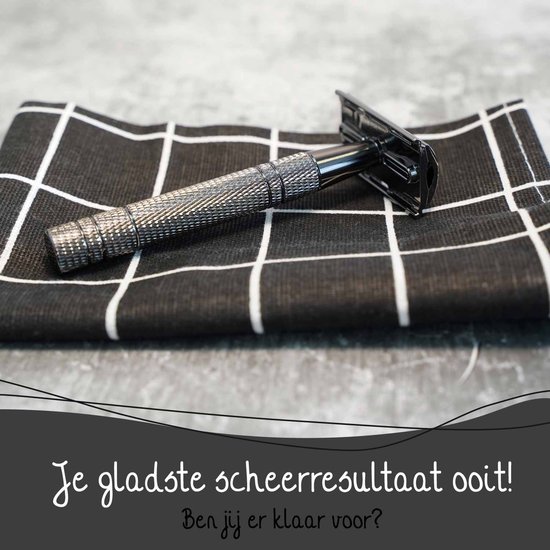 Safety Razor + Houder + 20 Scheermesjes Aluminium Deep Black Zwart ...