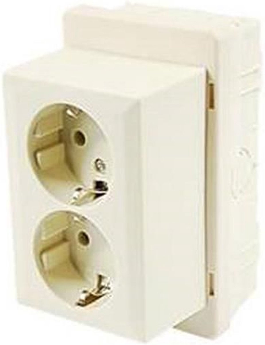 Power lasdoos met contactdoos 2-voudig wit/creme model 3611 | bol