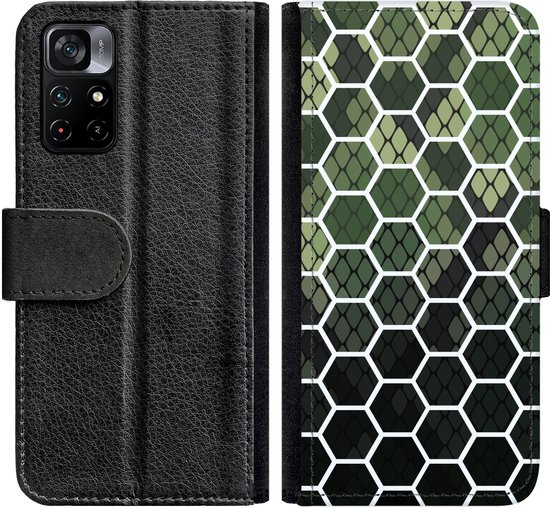 Poco M4 Pro 5G Hoesje - Book Case Snakeskin Honeycomb - Designed by ...